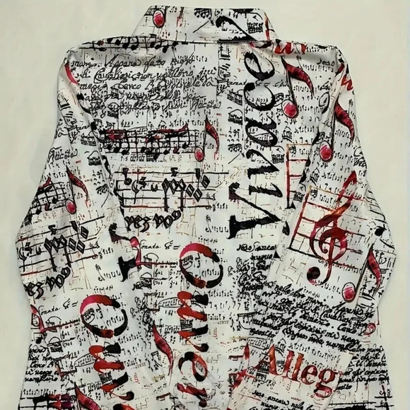 HighQuality | Tops | Musical Note Print Shirt Color Mixed Color | Poshmark